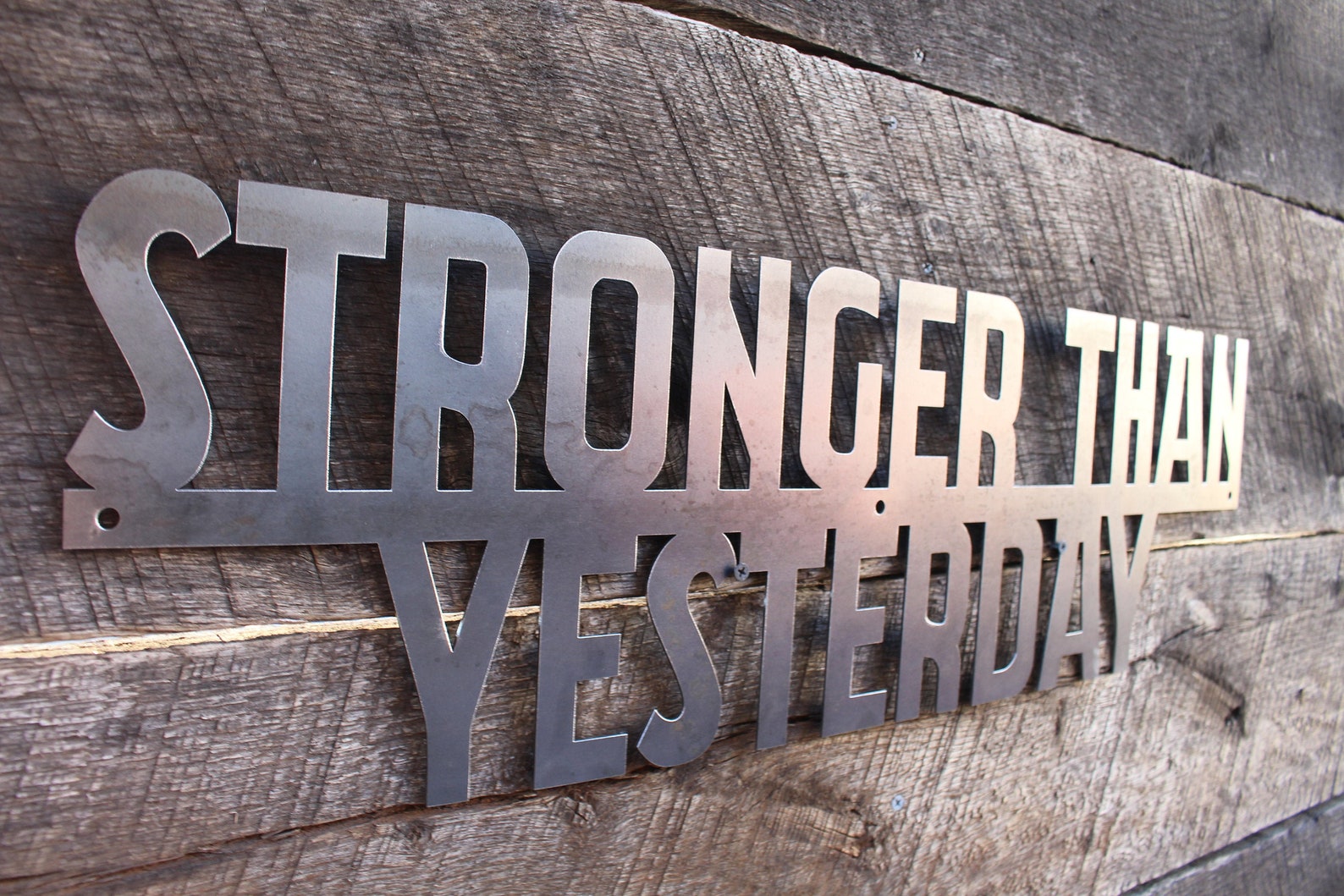 Stronger Than Yesterday Motivational Metal Quote Sign Workout ...