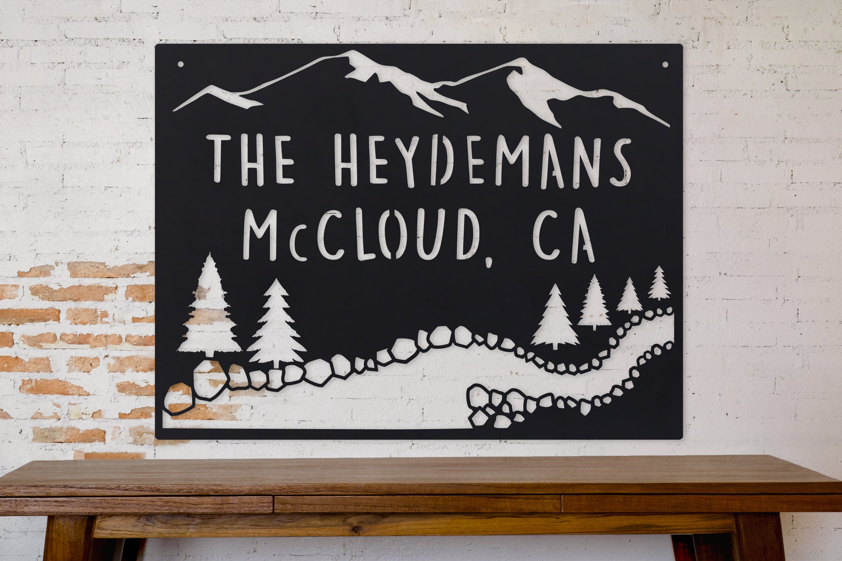 Rustic Mountain Creek Sign Custom Metal Sign Pine Trees - Etsy Canada