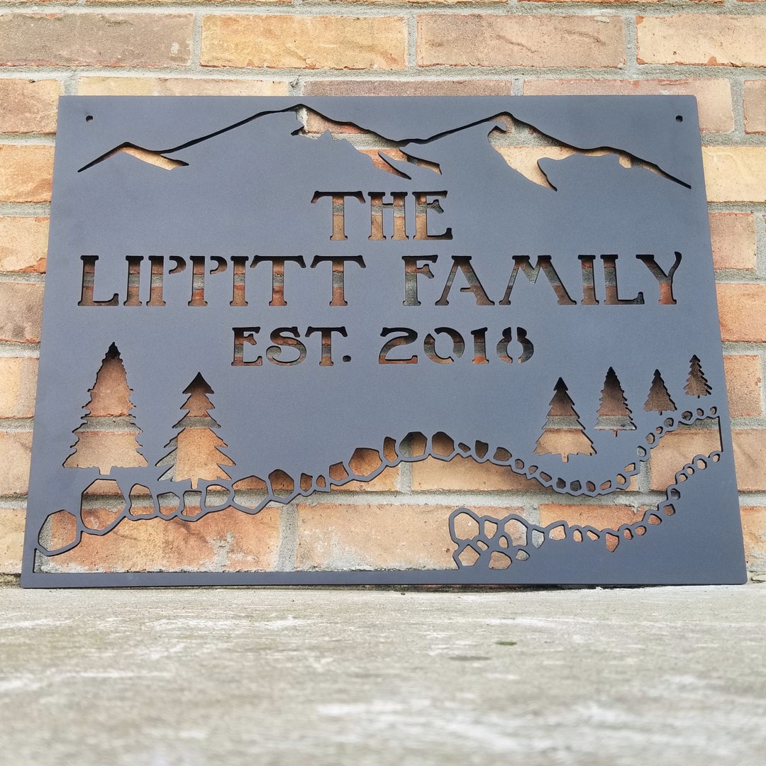 Personalized Rustic Mountain Creek Metal Sign - Custom Wilderness Metal ...