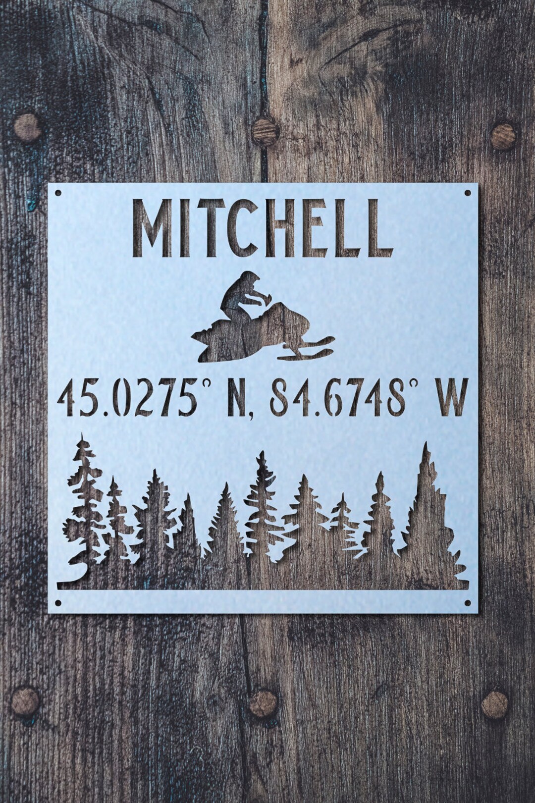 Personalized Metal Winter Coordinates Sign - Snowmobile Wall Art - Etsy