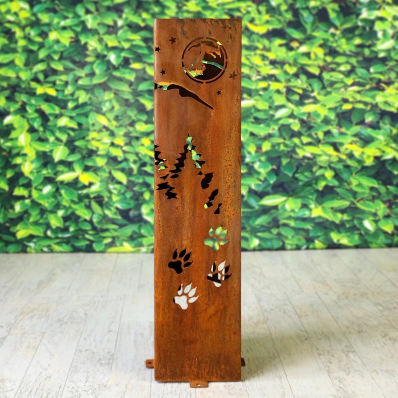 Wolf With Moon Mountain Scene Garden Column Garden Decor - Etsy