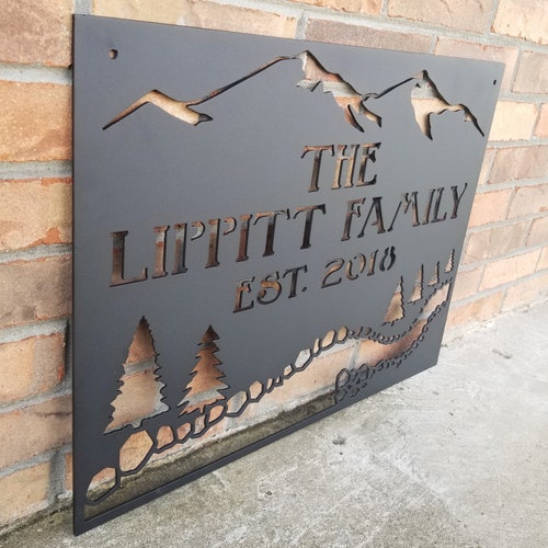 Personalized Rustic Mountain Creek Metal Sign Custom | Etsy