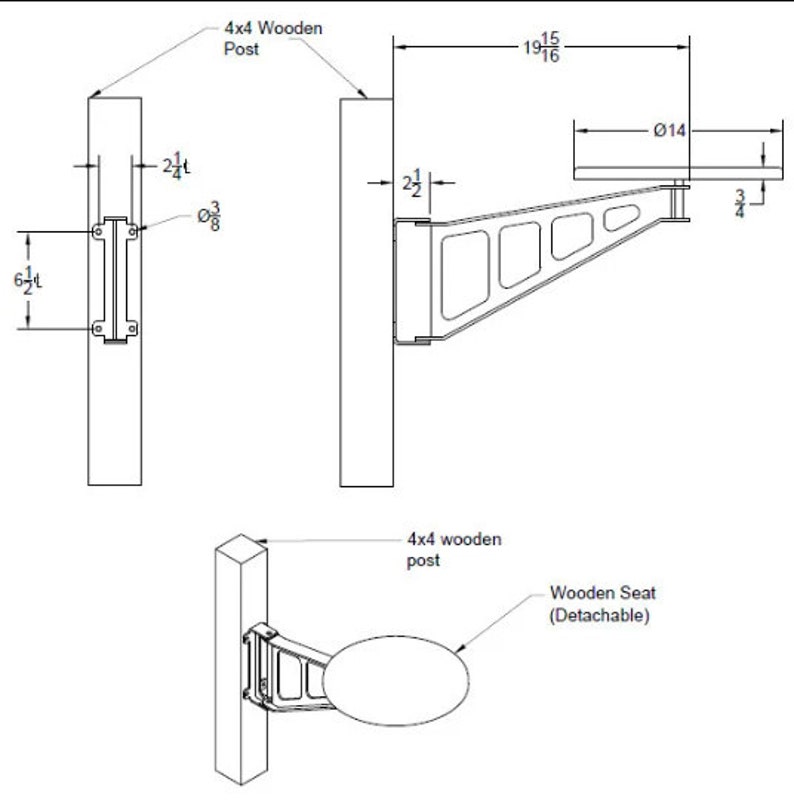 Metal Swing Away Bar Stool With Round or Tractor Wooden Seat - 17.5 ...