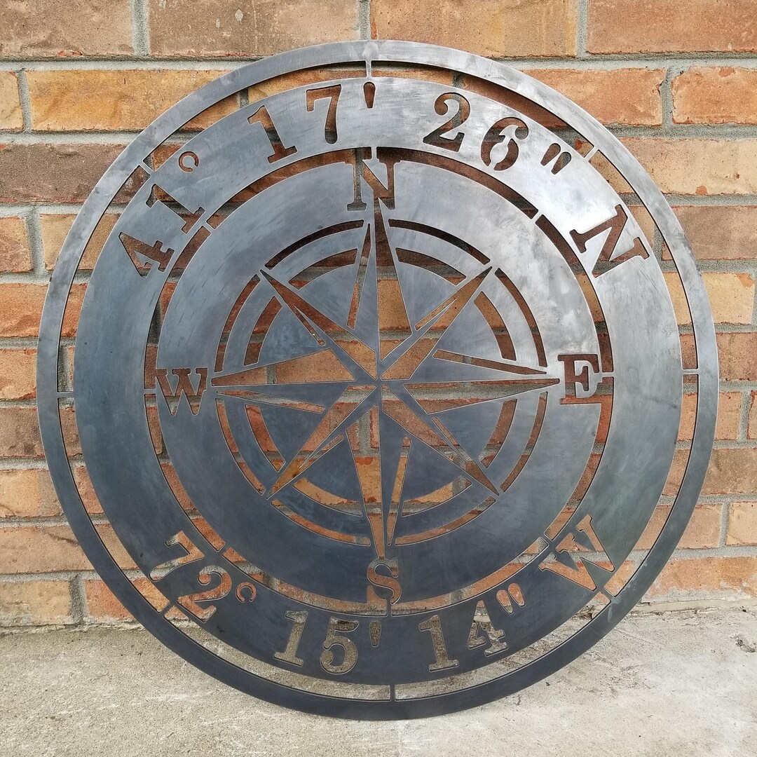 Personalized Compass Rose Metal Sign Personalized Gifts Wall Art Wall ...