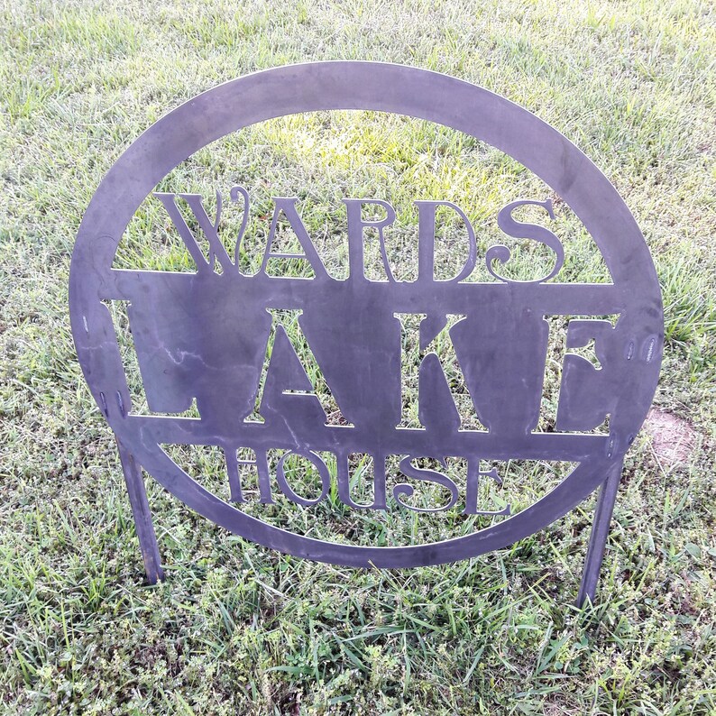Metal Planter Sign Lake House Address With Stakes Outdoor | Etsy