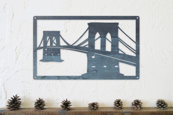 The Brooklyn Bridge Metal Sign Minimalist Manhattan Metal - Etsy