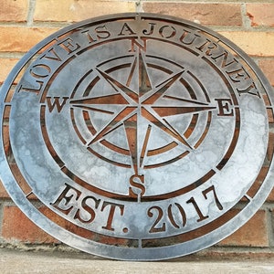 Personalized Compass Rose Metal Sign - Personalized Wedding Gift ...