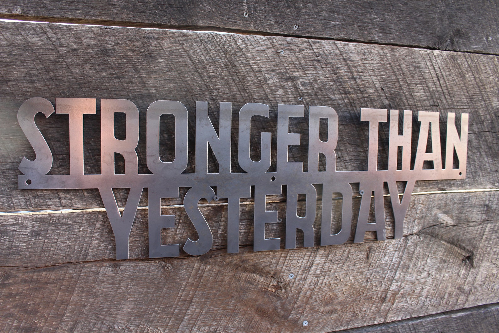 Stronger Than Yesterday Motivational Metal Quote Sign Workout ...