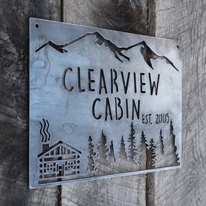 Personalized Rustic Metal Cabin Wilderness Sign - Custom Mountain Wall ...