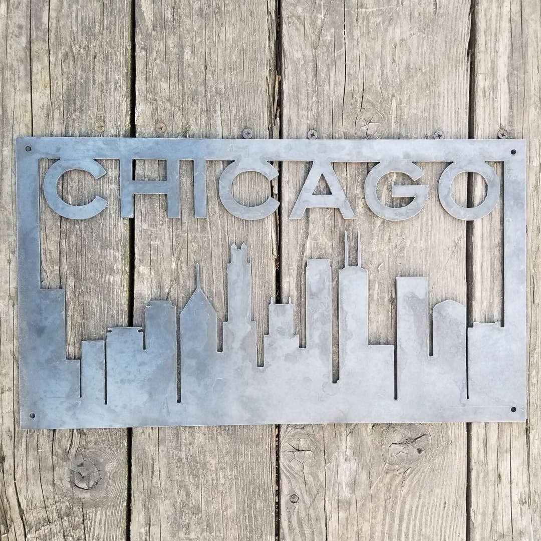 Personalized Metal Chicago Skyline Sign - Custom Chicago, Illinois Wall ...