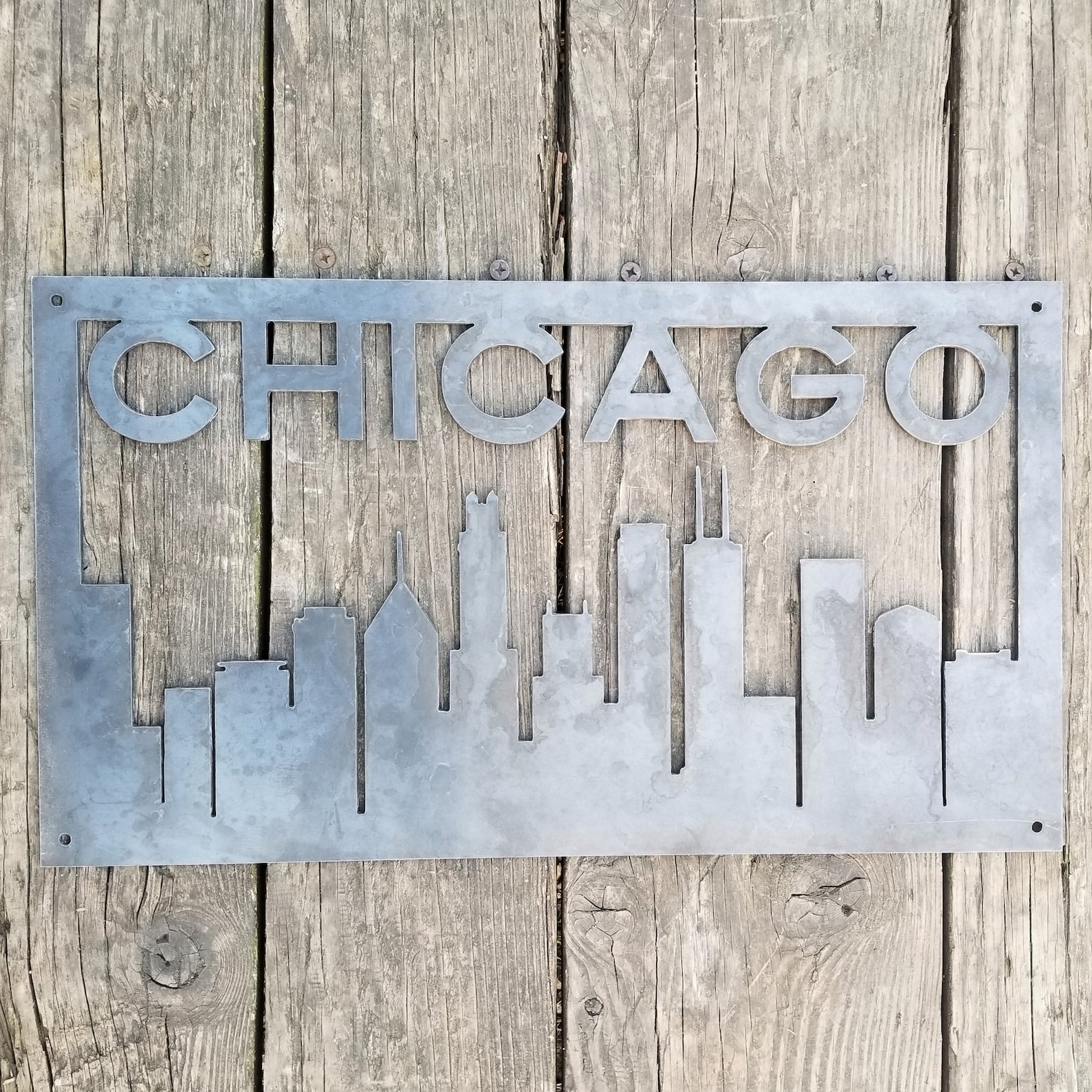 Personalized Metal Chicago Skyline Sign - Illinois Wall Art ...