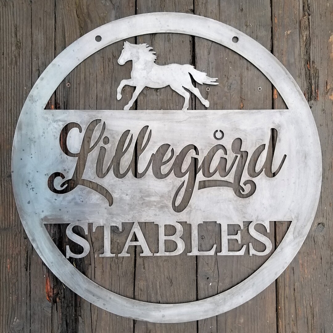 Custom Hanging Metal Horse Sign - Personalized Metal Equestrian Stable ...