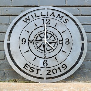 Personalized Compass Rose Metal Clock - Nautical Wall Art ...