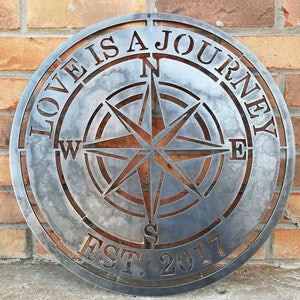 Personalized Compass Rose Metal Sign - Personalized Wedding Gift ...