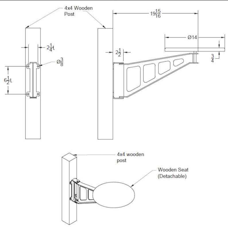 Fold-down Outdoor Bar Stools – Wall Mounted Patio Seating | Round Wood ...