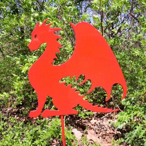 Ships in 2 Days | Metal Dragon Garden Stake - Steel Gardening Decor ...