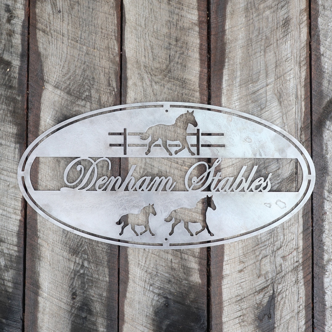 Personalized Metal Horse Stables Sign - Custom Metal Stable Sign ...