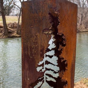 Pine Tree Garden Columns - Garden Decor - Metal Garden Sculpture - Well ...