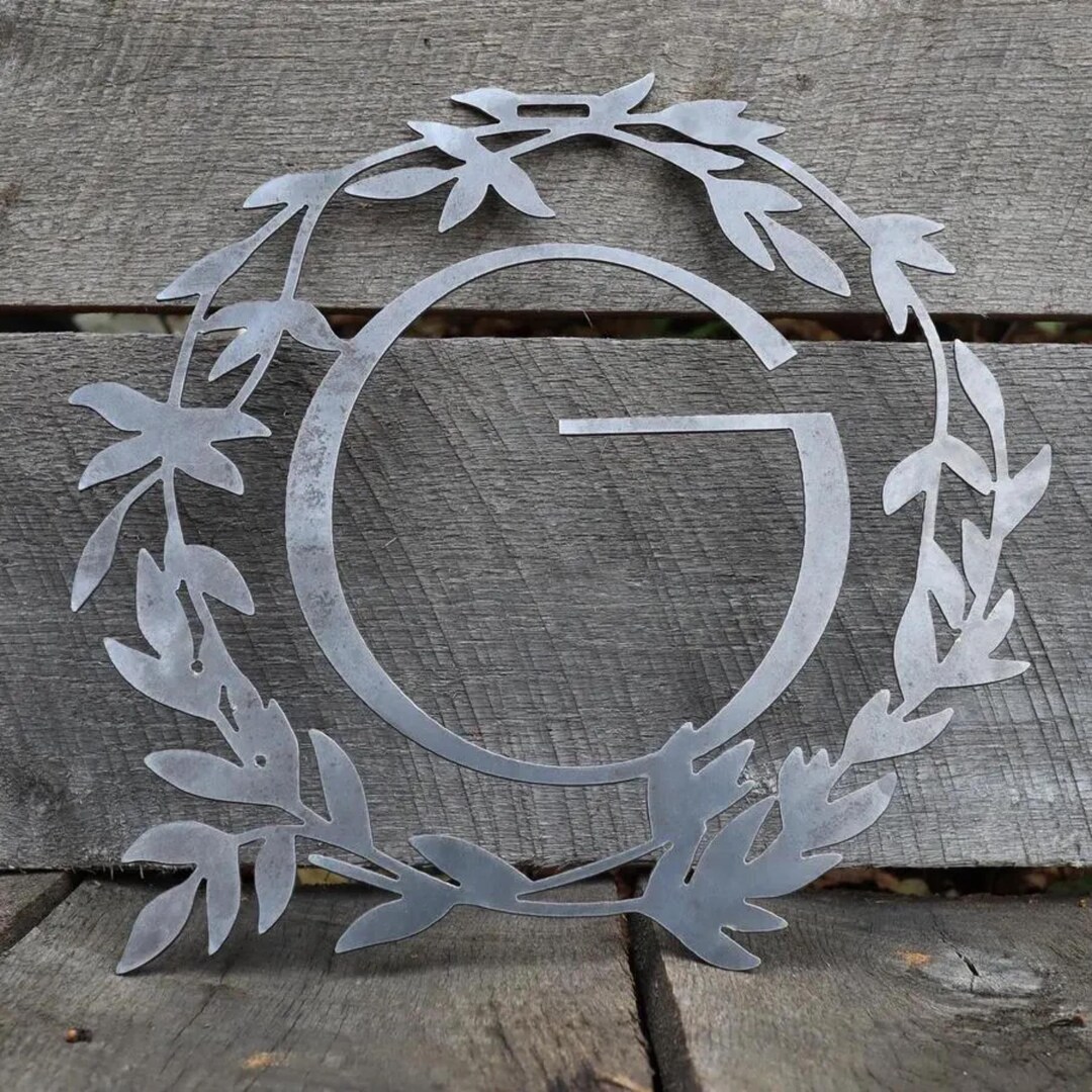 Custom Metal Monogram Wreath – Personalized Door Hanger, Initial Wall ...