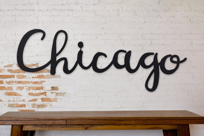 Metal Chicago Sign – Cursive City Wall Art - Etsy UK