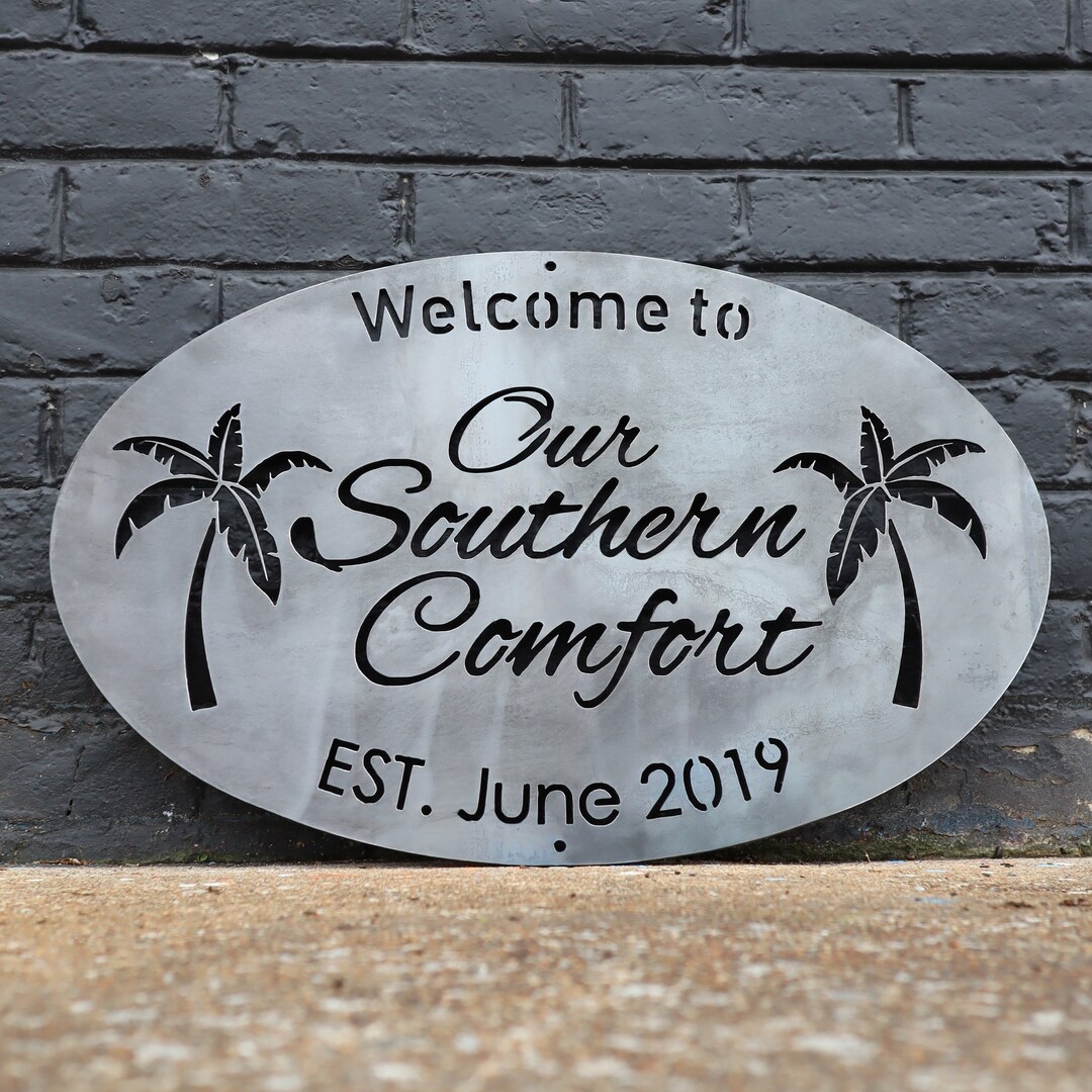 Personalized Metal Home Sign - Our Southern Comfort - Family Last Name ...
