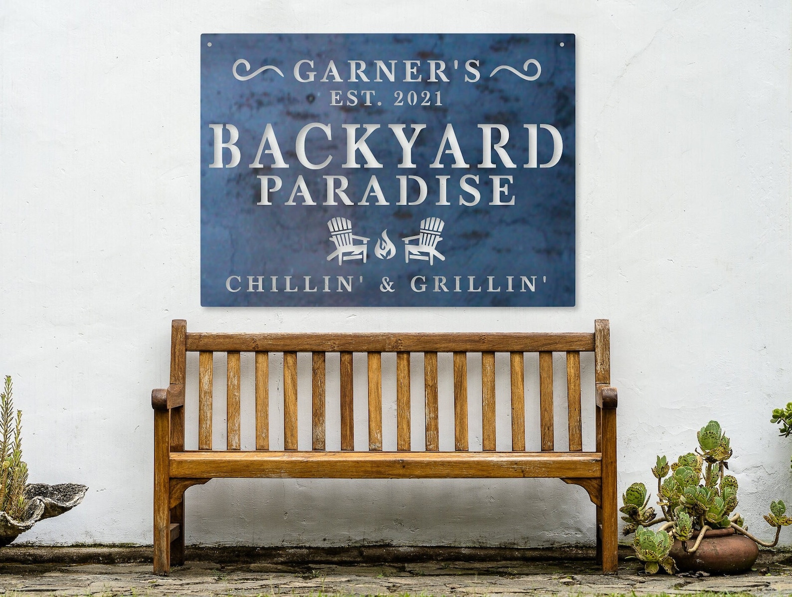 Backyard Paradise Metal Sign Custom Backyard Sign Personalized Home ...
