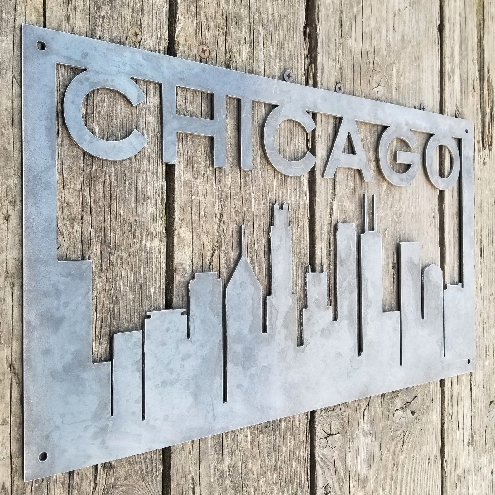 Personalized Metal Chicago Skyline Sign Custom Chicago | Etsy