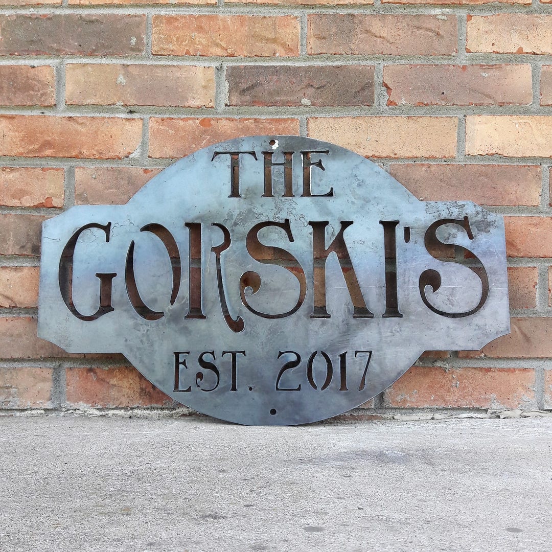 The Gorski's - Custom Family Name Sign - Personalized Metal Wedding ...