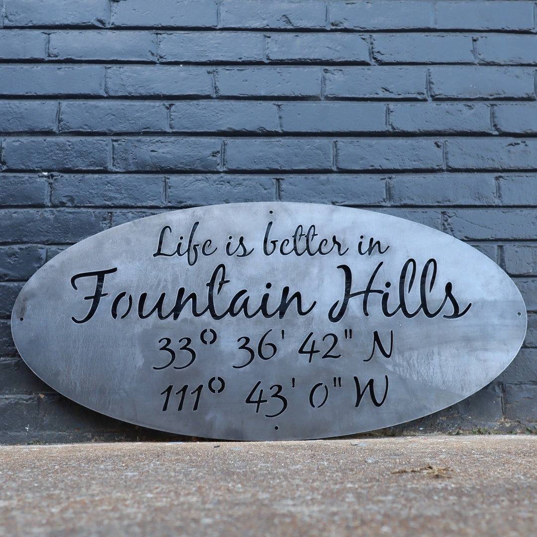 Personalized Metal Coordinates Sign - Custom Address Metal Wall Art ...