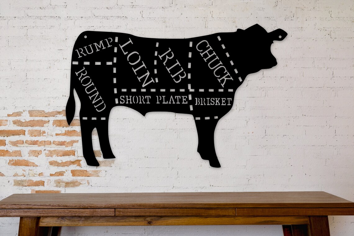 Beef Cuts Metal Sign Kitchen Cow Decor Butcher Shop | Etsy