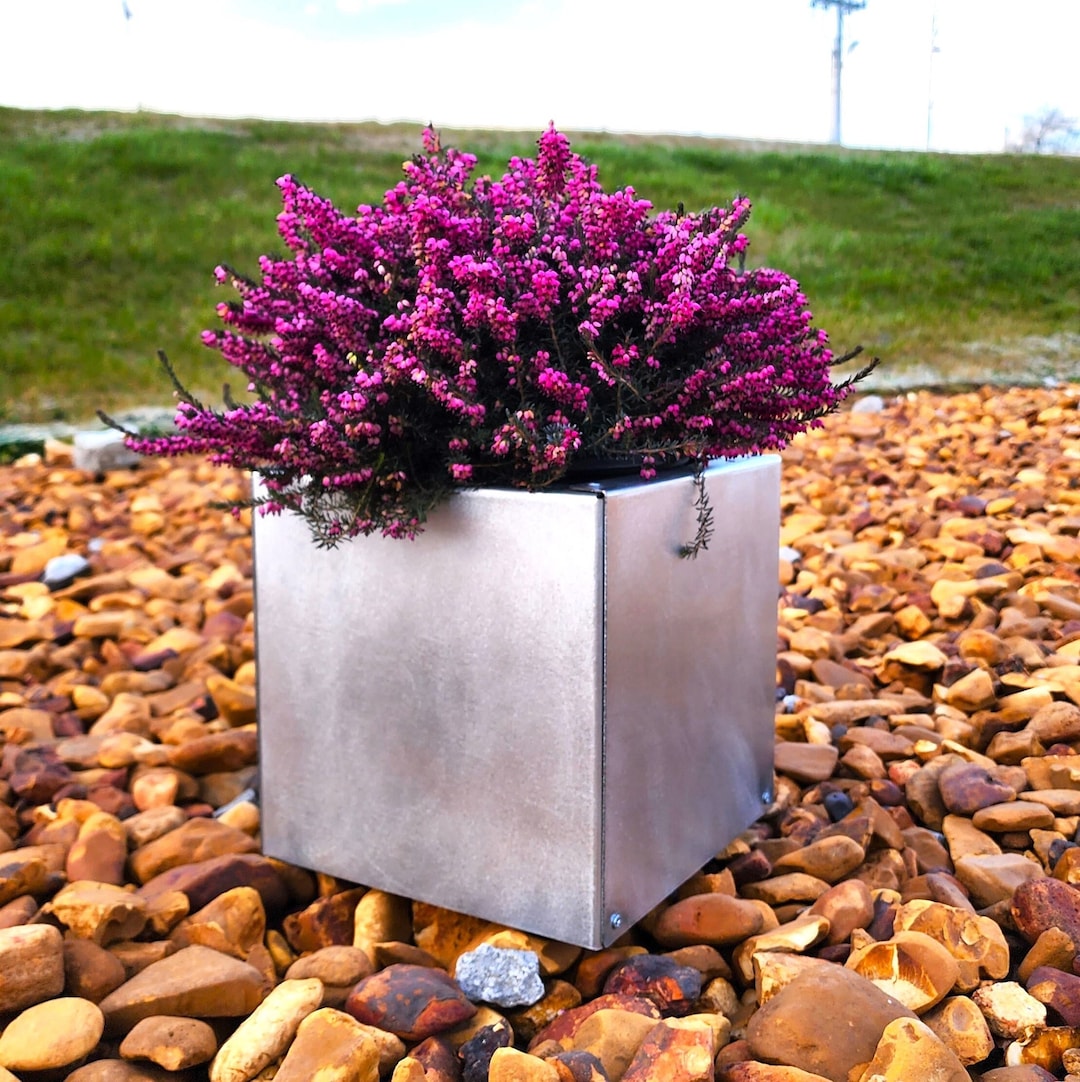 Galvanized Square Metal Planter - 10", 16", or 22" - Zinc Planter Box ...