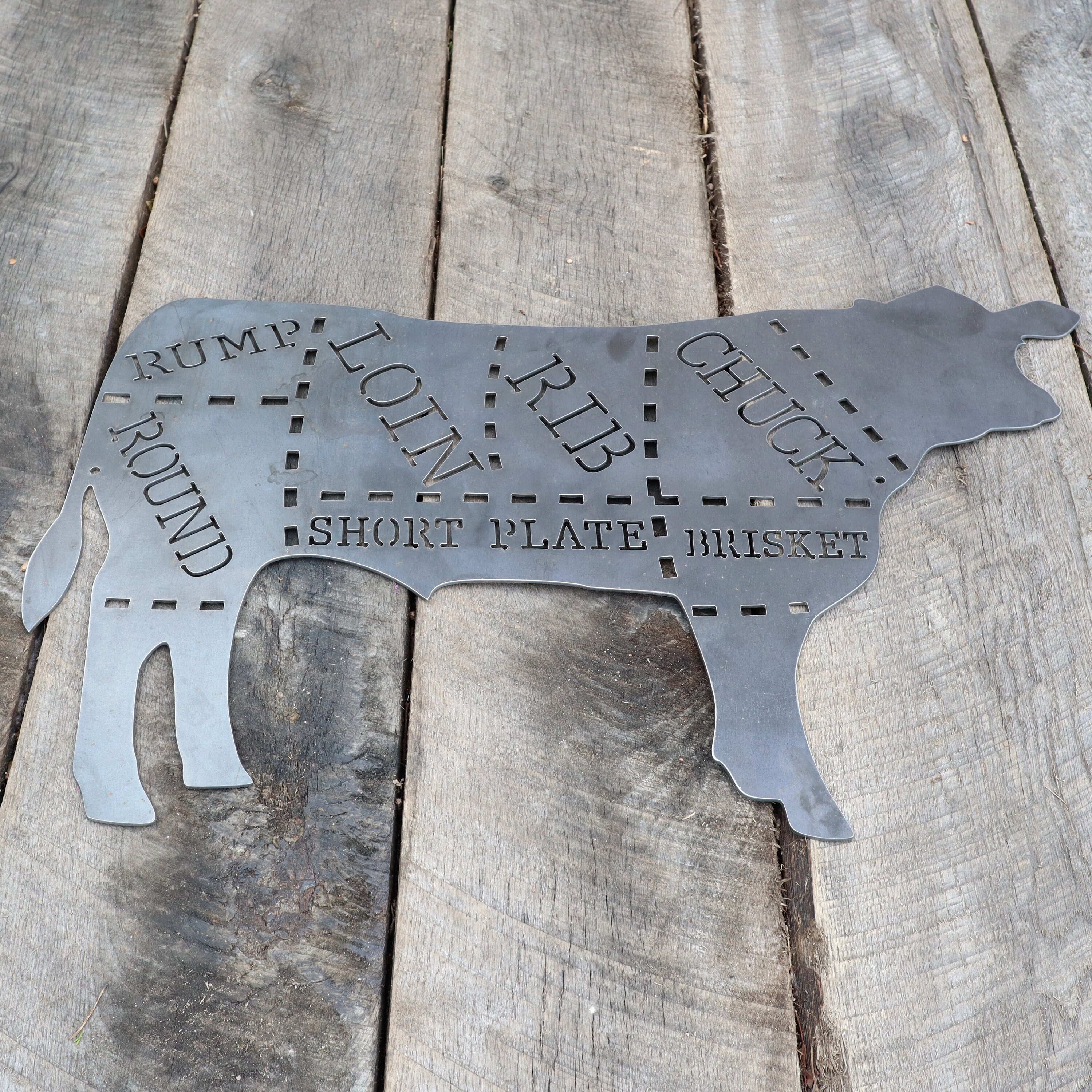 Beef Cuts Metal Sign - Kitchen Cow Decor - Butcher Shop - Steer Wall ...