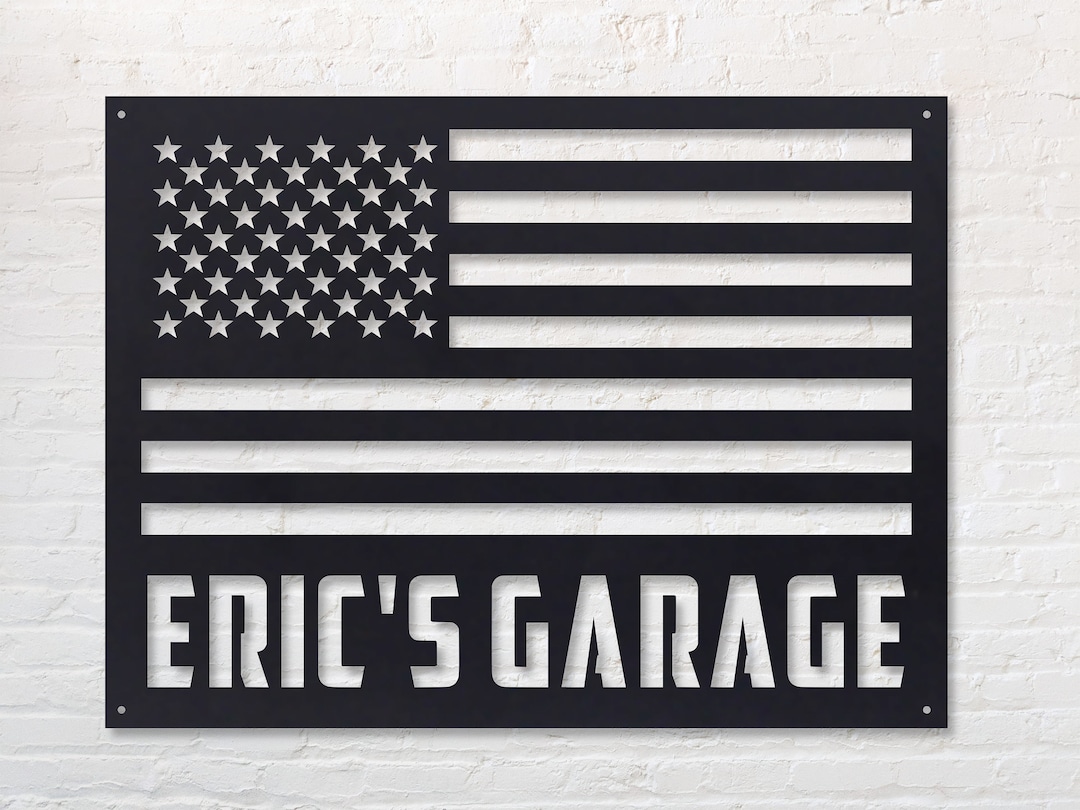 Rustic American Flag - Personalized Metal Sign - Workshop Decor - Etsy