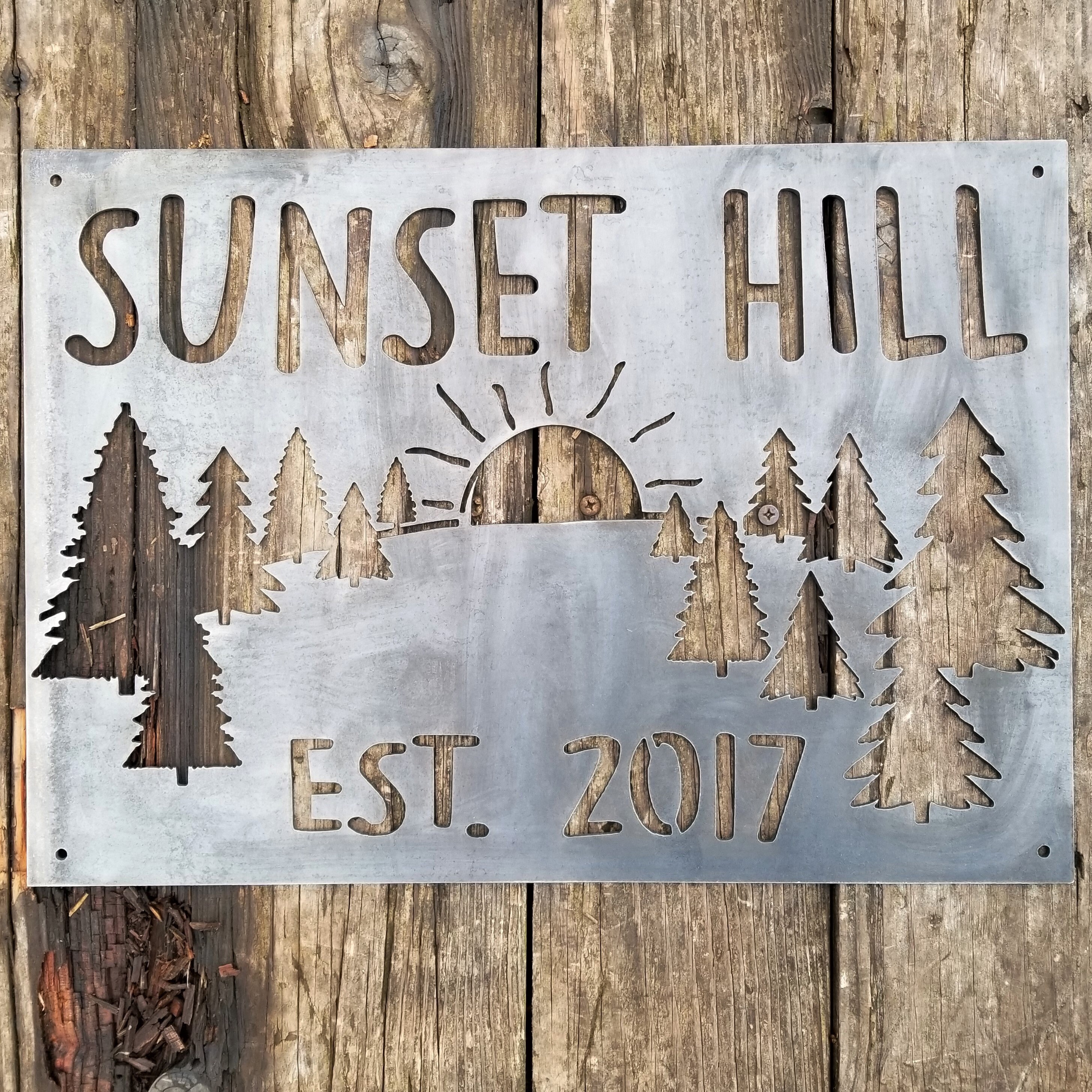 Mountain Sunset Metal Sign Personalized Cabin Wall Art | Etsy