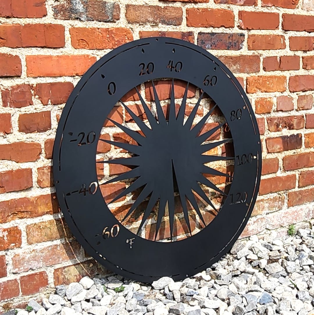 Custom Metal Outdoor Thermometer - Outdoor Decor - Temperature Gauge ...