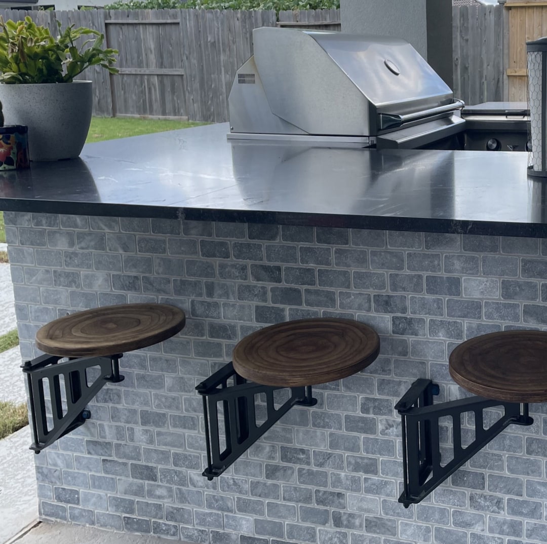 Metal Swing Away Bar Stool With Wooden Seat Round Seat or - Etsy