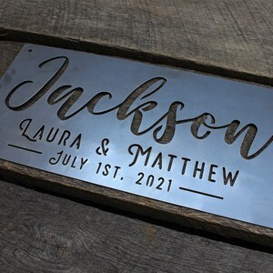 Personalized Wedding Gift Metal Wedding Name & Date Sign - Etsy