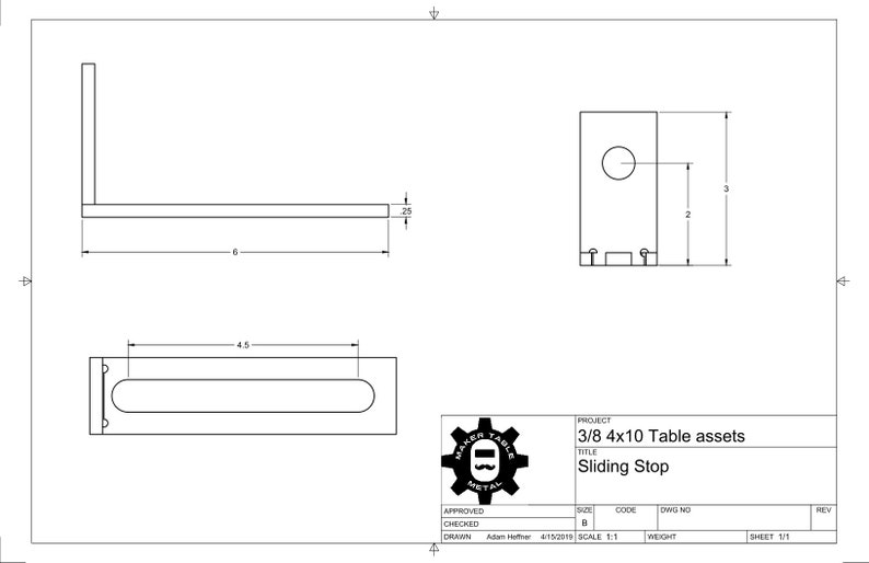 Sliding Stop DXF FILES 1/4 Plate Thickness | Etsy