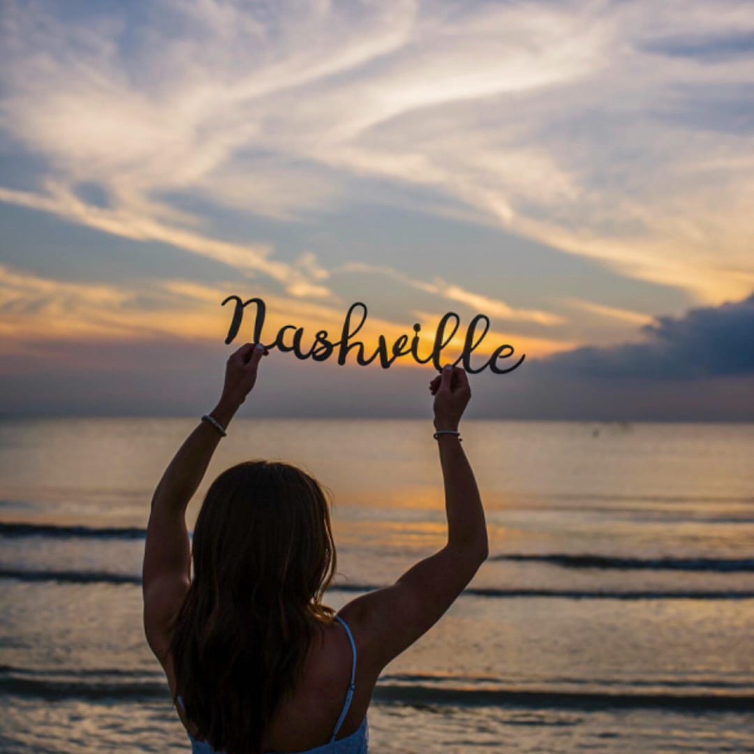 Nashville Signs Cursive Word Wall Decor Tennessee Sign Large Metal ...