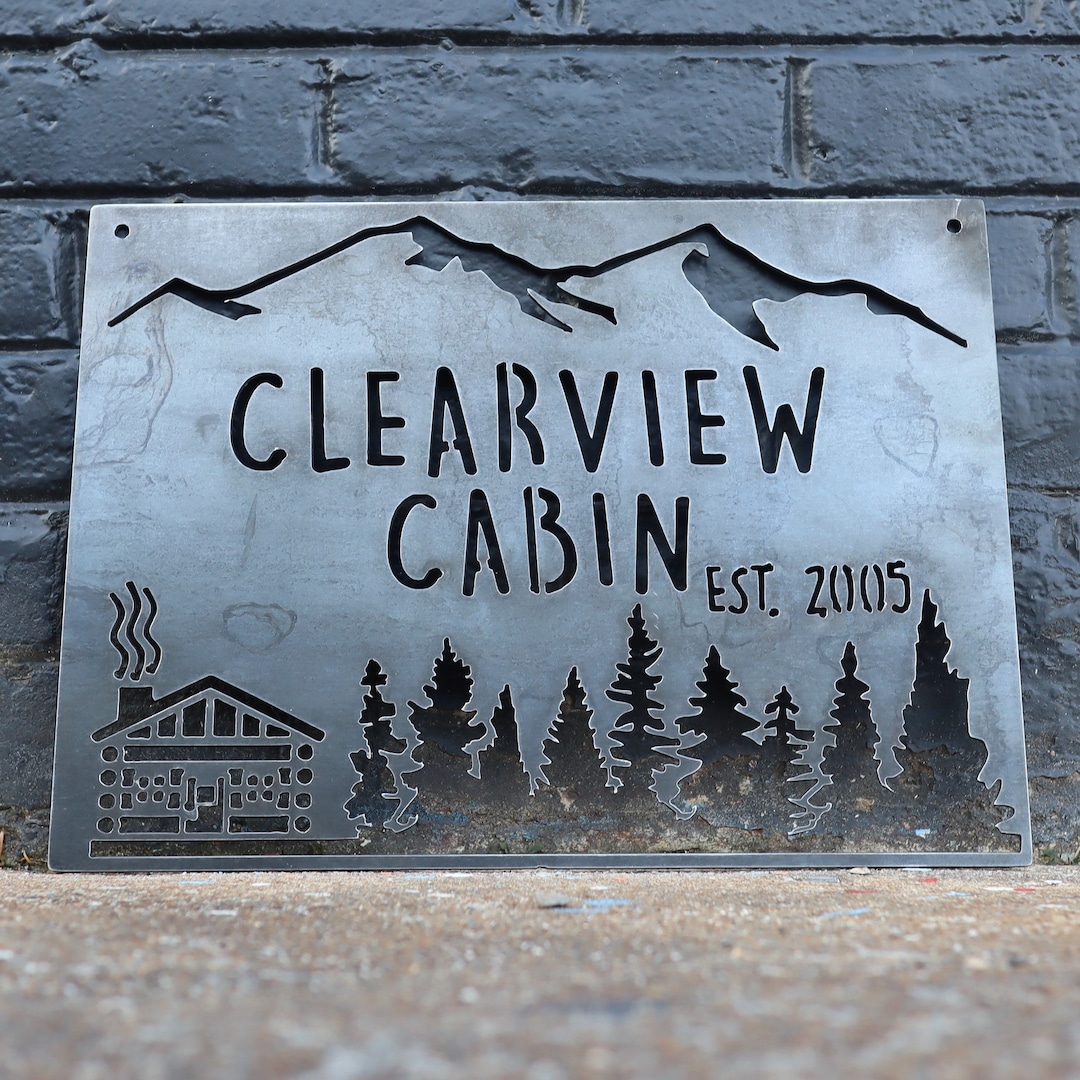 Personalized Rustic Metal Cabin Wilderness Sign - Custom Mountain Wall ...