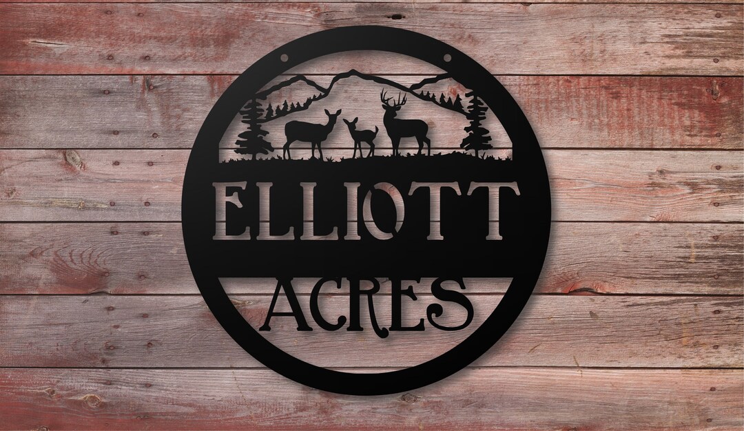 Hanging Metal Woodland Mountain Sign Personalized Gifts Wall Art Wall ...