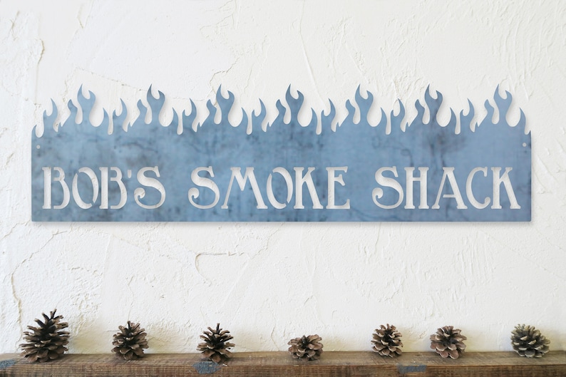 Custom Smokehouse BBQ Metal Sign Personalized Flaming Grill - Etsy