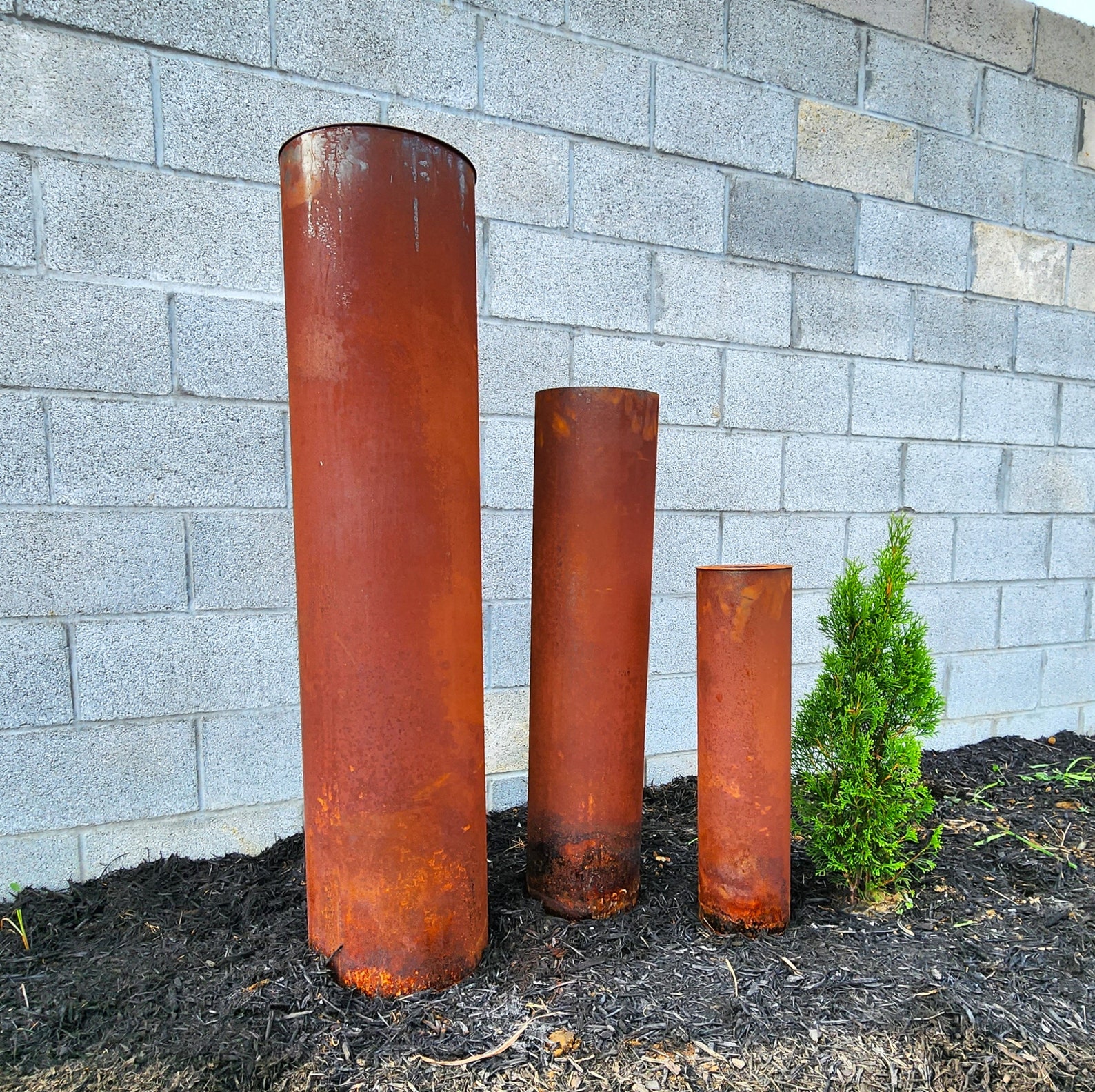 Rusted Steel Round Garden Column - Modern Outdoor Decor - Etsy