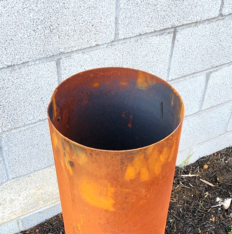 Rusted Steel Round Garden Column - Modern Outdoor Decor - Etsy