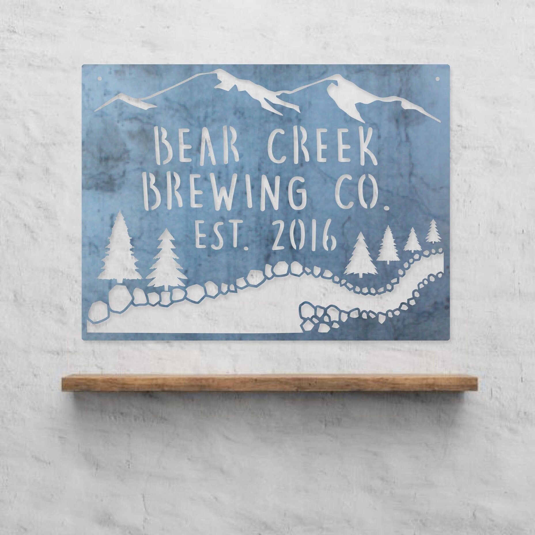 Rustic Mountain Creek Sign Custom Metal Sign Pine Trees - Etsy Canada