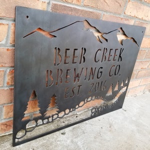 Rustic Mountain Creek Sign - Custom Metal Sign - Pine Trees - Cabin ...