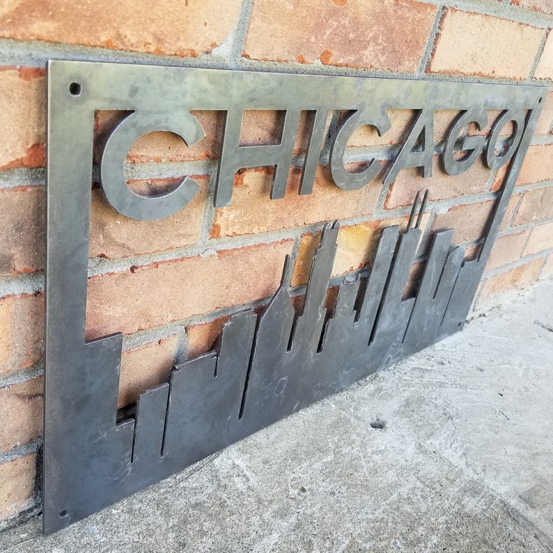 Personalized Metal Chicago Skyline Sign Custom Chicago - Etsy