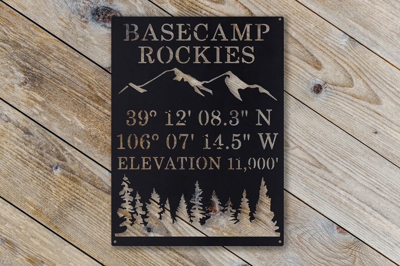 Personalized Base Camp Coordinates & Elevation Sign Mountain | Etsy