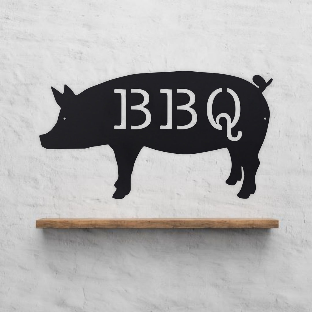 Ships in 2 Days BBQ Pig Metal Sign Kitchen Butcher Shop Barbecue BBQ ...