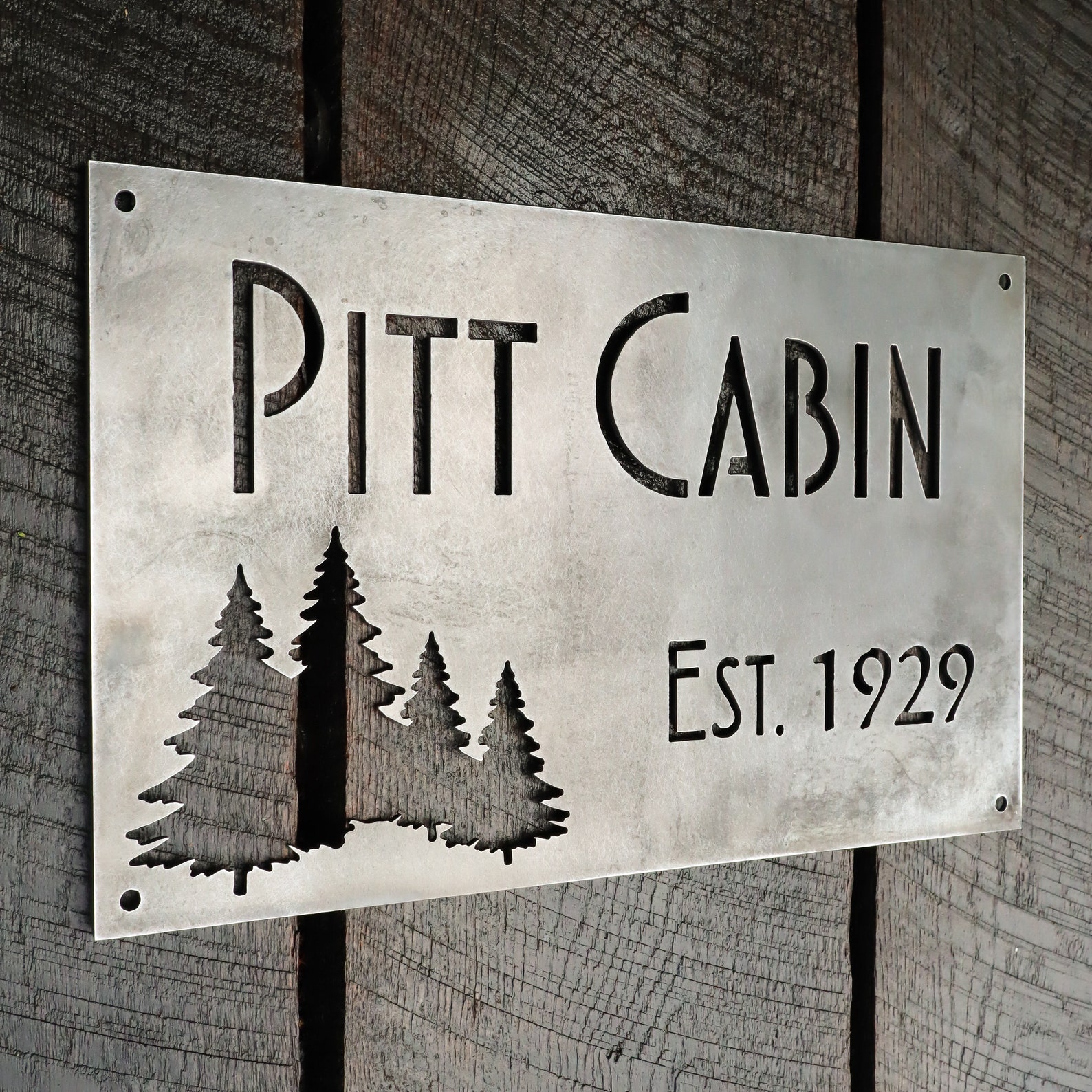 Personalized Metal Cabin Sign Mountain Wedding Established Date Wall ...